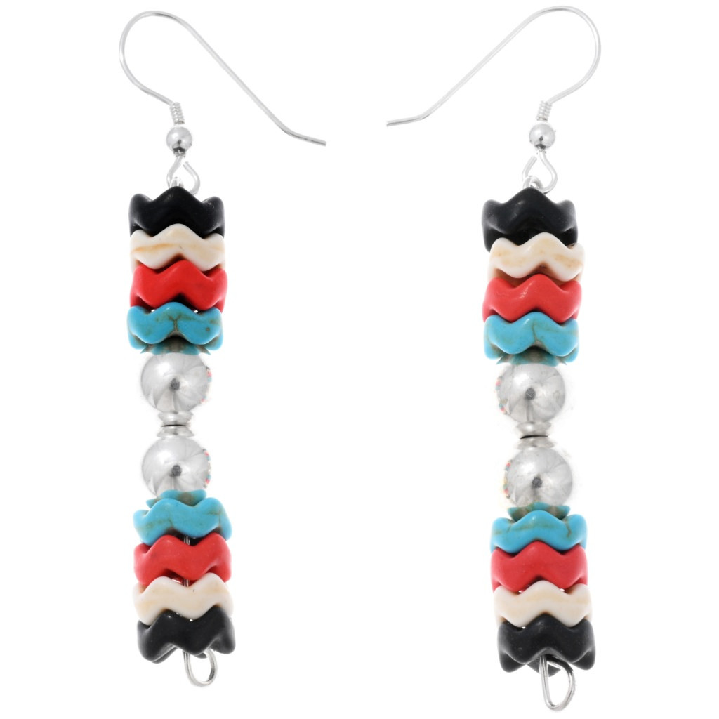 Multi Color Silver Navajo Hand Beaded Necklace with Earrings by Lula ...