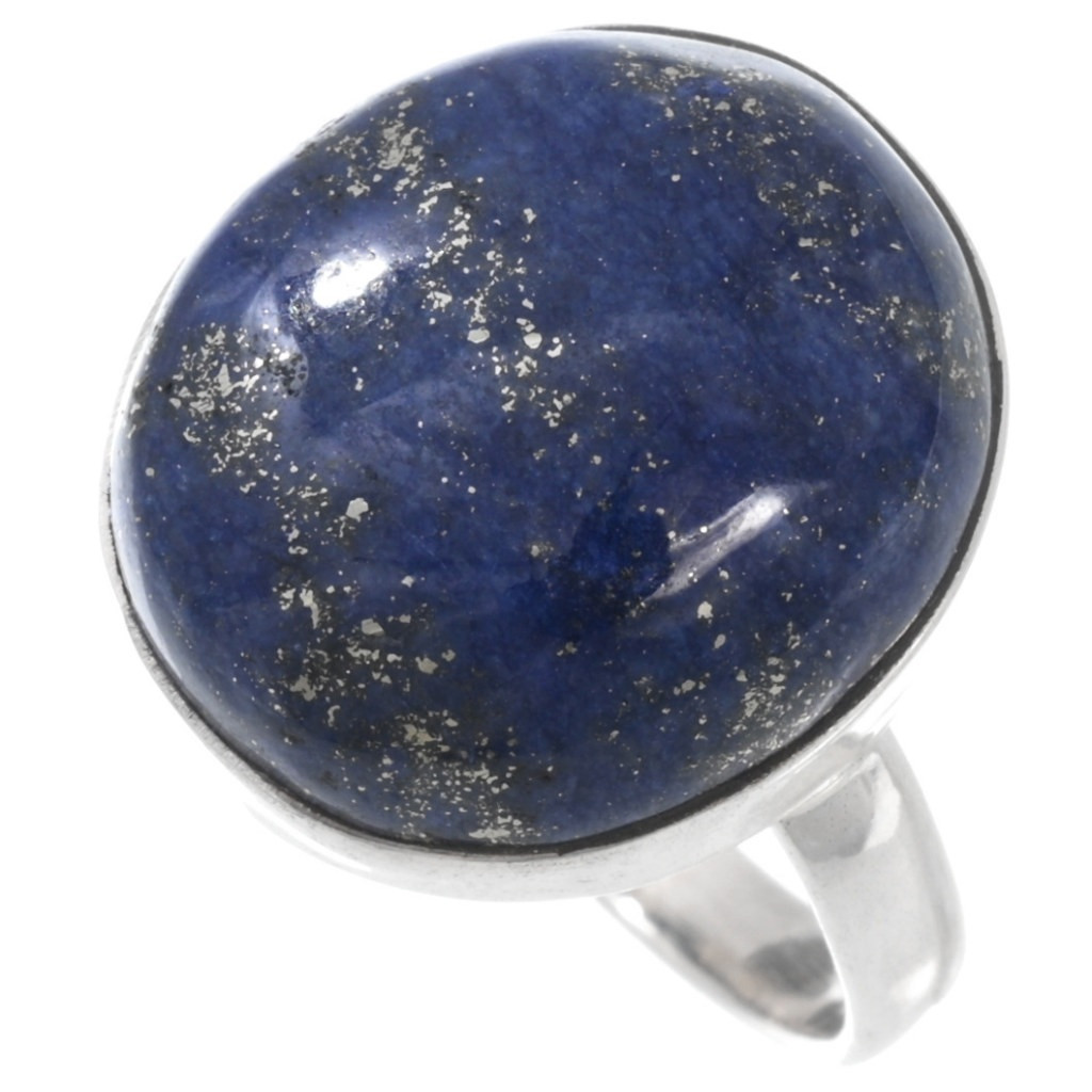Genuine Lapis Round Designed Sterling Silver Ring 44522