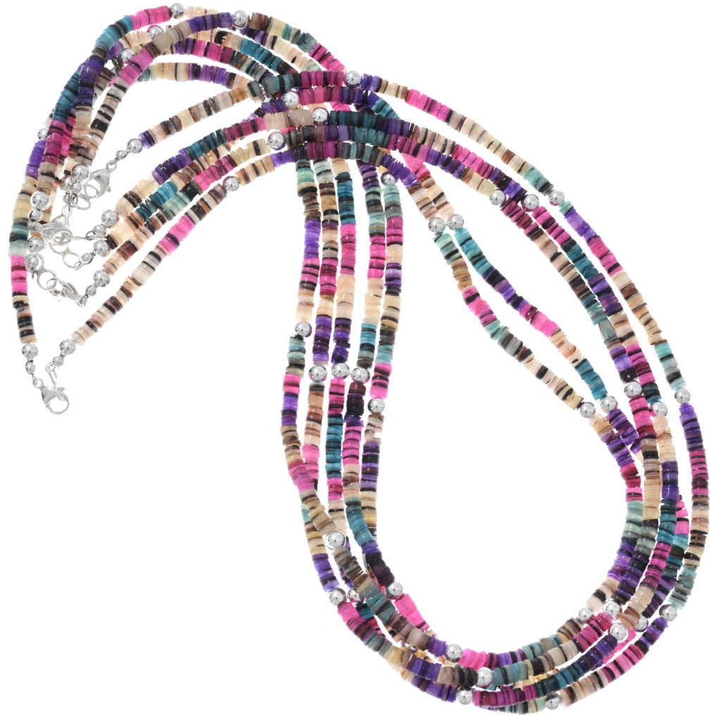 Navajo Multicolor Hammer Shell Beaded Necklace 46019