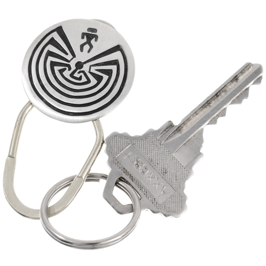 Silver Traditional Man in the Maze Design Key Ring 46165