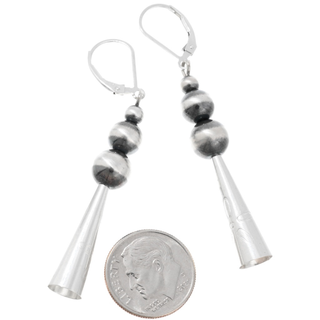Sterling Navajo Beaded French Hook Earrings By Lula Begay 46178