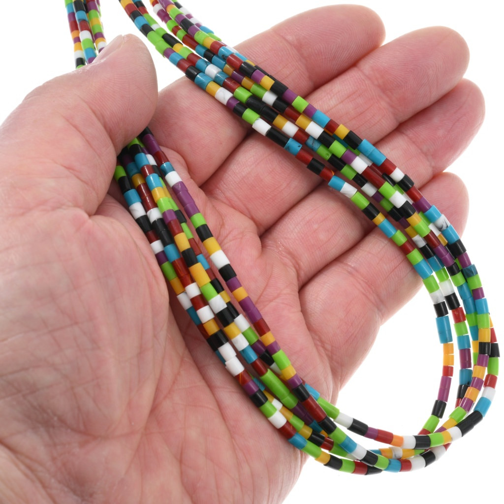 Five Strand Multi Stone Heishi Native American Necklace By Lula Begay 46211