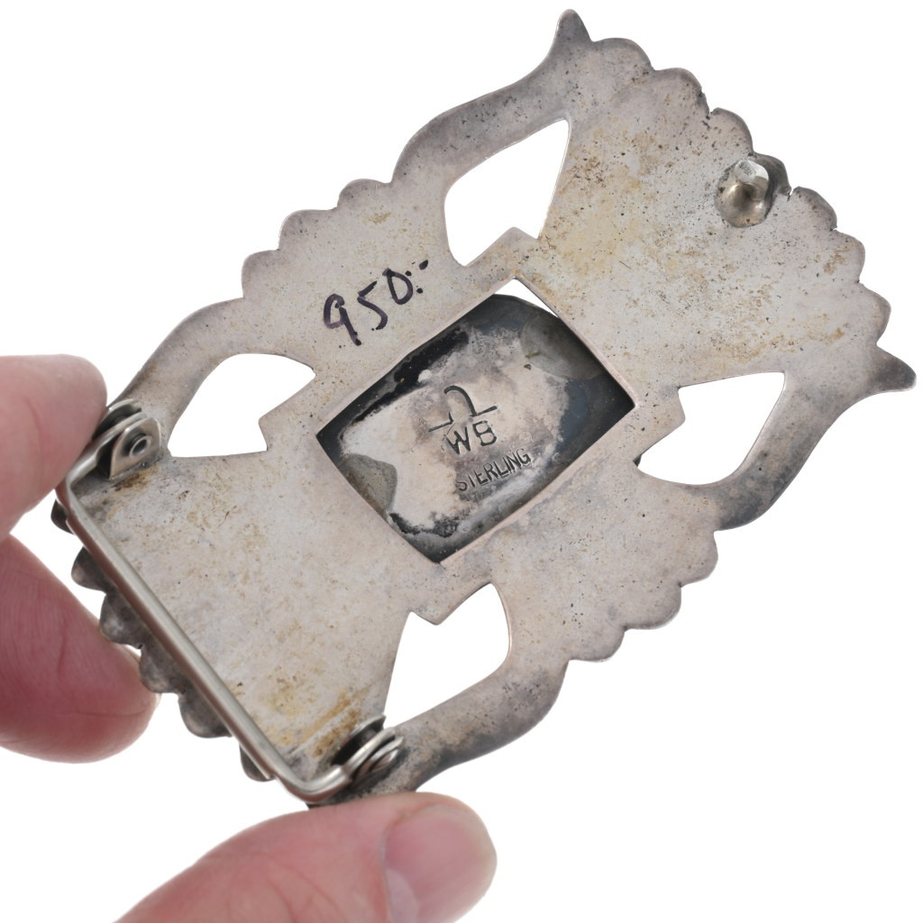 Vintage Turquoise Sandcast Silver Belt Buckle by Navajo Wilson Begay 46455