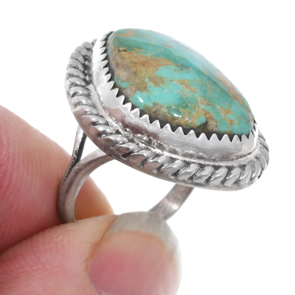 Navajo Genuine Turquoise Silver Ladies Ring Single Stone Sterling 46633