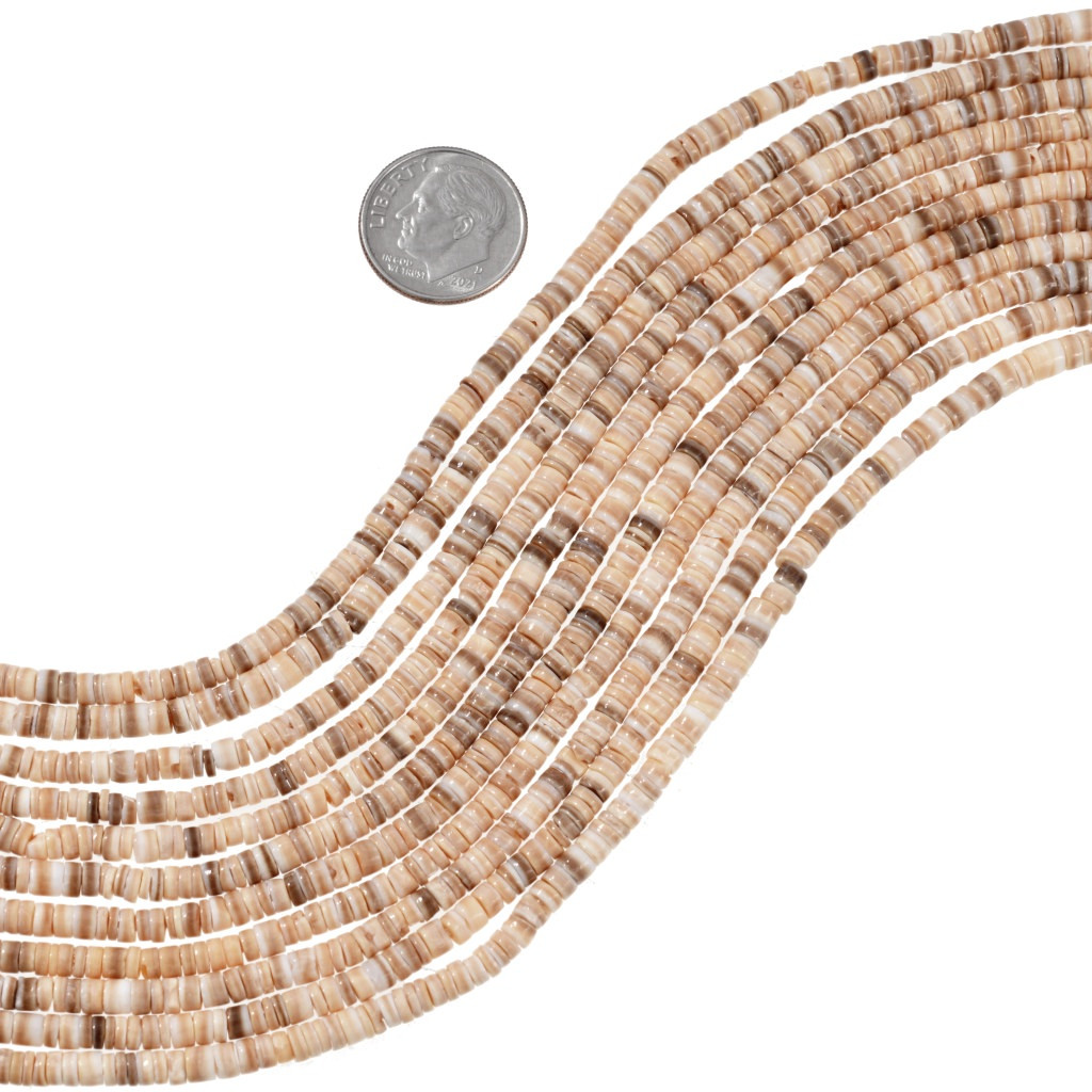 Shell Heishi Beads Natural Voluta Oyster 3mm Wide 45065