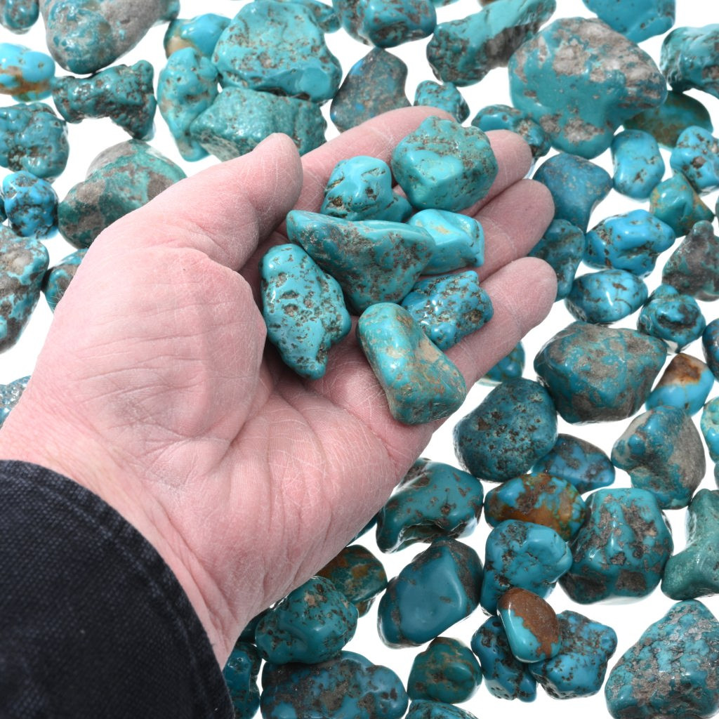 Deep Blue Turquoise Nuggets Tumbled High Grade 1 Pound Lot 45240