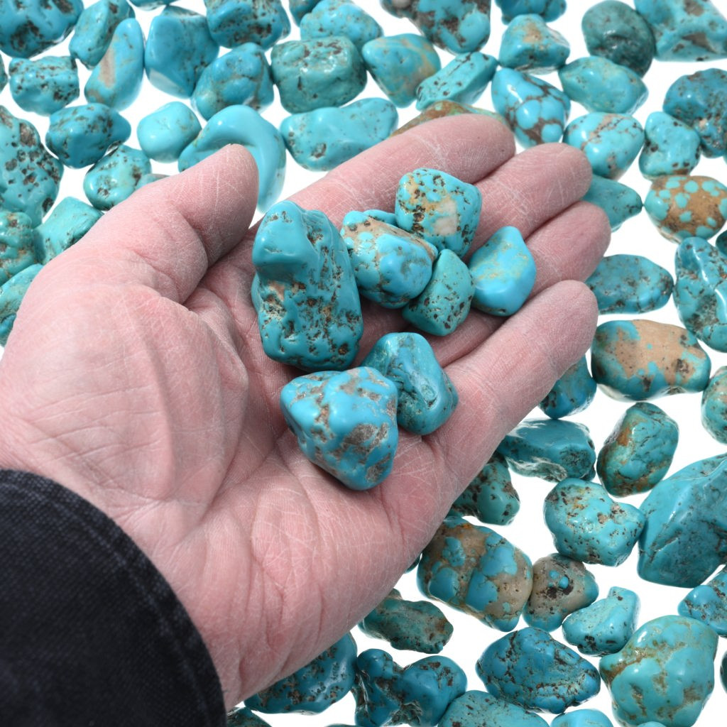 Turquoise Rough Clean Bright Blue Nuggets Tumbled 1 Pound Lot 45241