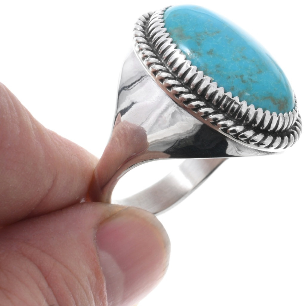 Sterling Silver Robins Egg Blue Turquoise Mens Ring 48002