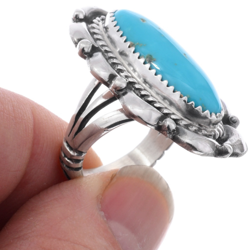 Native American Sterling Silver Oval Sleeping Beauty Turquoise Ring by ...