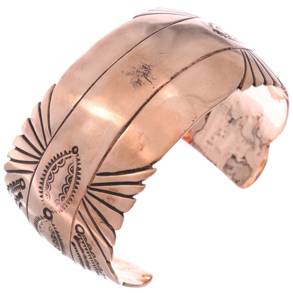 Heavy Hand Stamped Copper Cuff Bracelet 45695