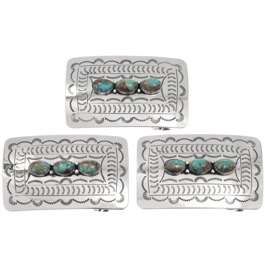 Number Eight Turquoise Silver Belt Buckle 48839