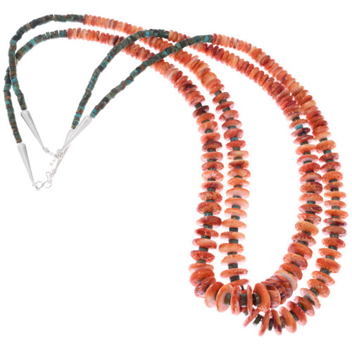 Spiny Oyster Turquoise Beaded Navajo Necklace by Lula Begay 48519