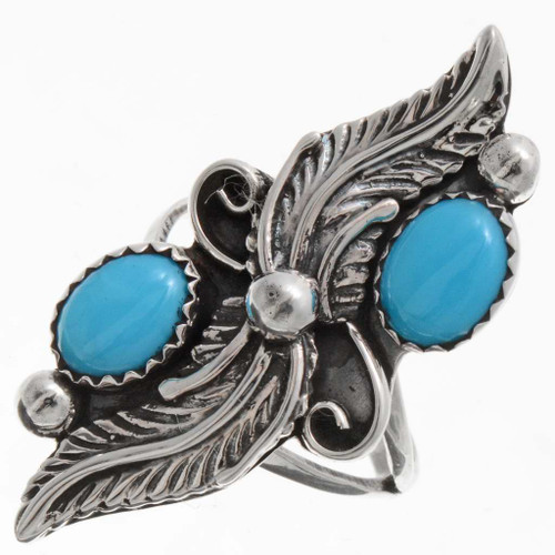 Ladies Pretty Navajo Turquoise Sterling Pointer Ring 25848