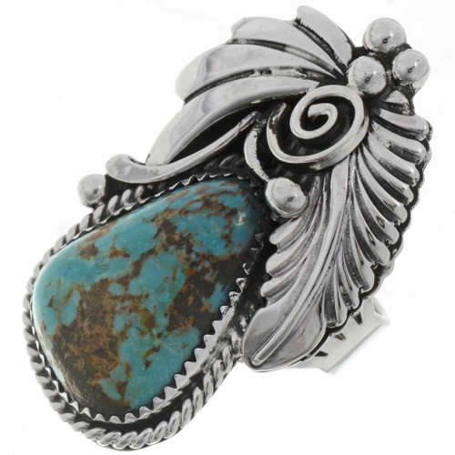Navajo Turquoise Silver Ladies Pointer Ring Sterling Nature Design 27130