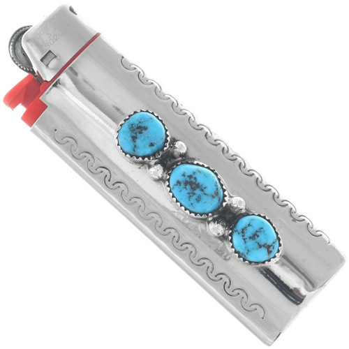 Three Stone Turquoise Silver Navajo Lighter Case 19464