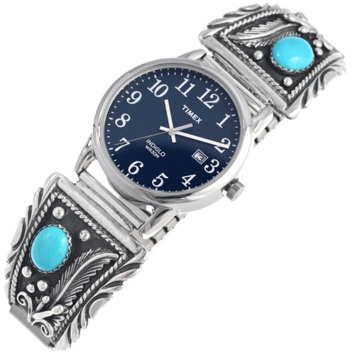 NICE! Native American Genuine Turquoise Mens Watch 23682