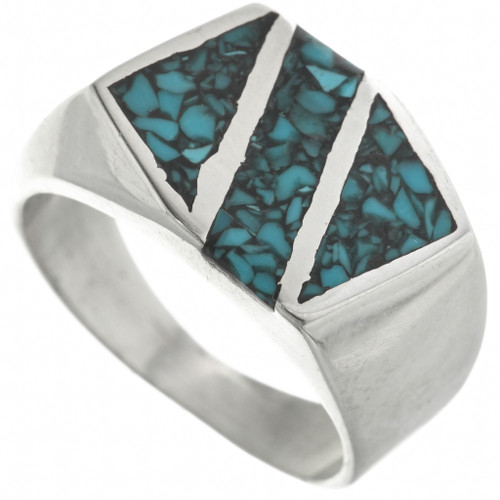 Native American Inlaid Silver Turquoise Ring 31210