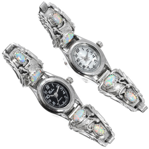 Pretty Iridescent Navajo Opal Silver Ladies Watch Sterling Design 33183