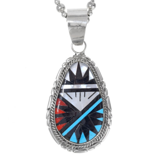 Inlaid Turquoise Shell Silver Pendant 38007