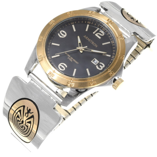 Silver Gold Man In The Maze Mens Watch Handmade Sterling Tips 39244
