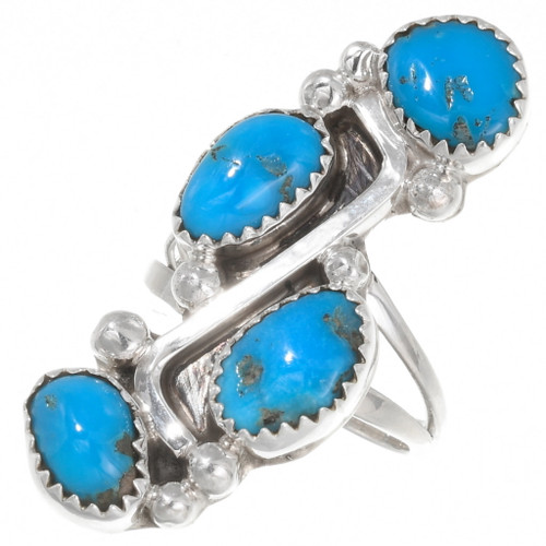 Sizes 6 to 11 Pretty Navajo Turquoise Multistone Pointer Ring 39391