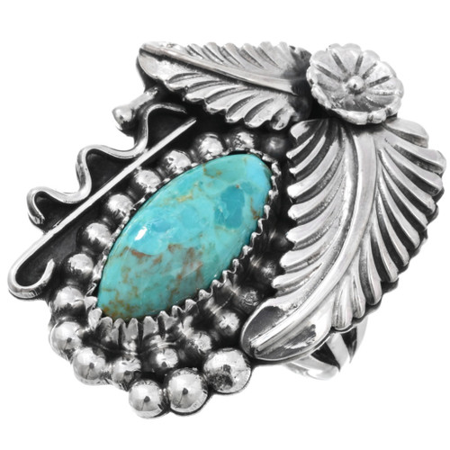 Native American Turquoise Silver Ladies Pointer Ring 27129
