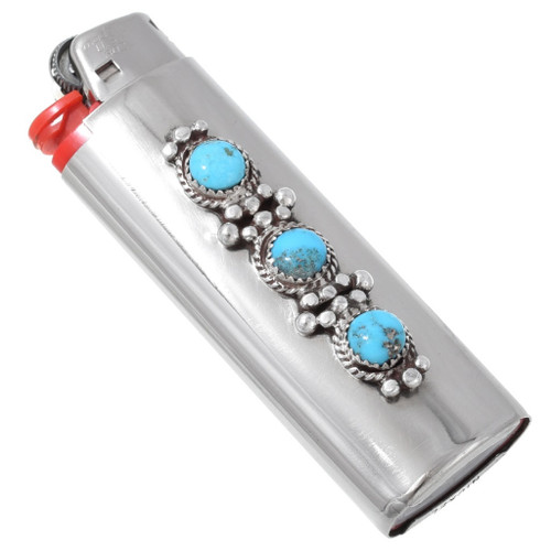 Navajo Kingman Turquoise Silver Lighter Case Great Smokers Gift 27611