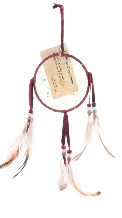 Native American Style Dreamcatcher Large 4" Maroon 42951