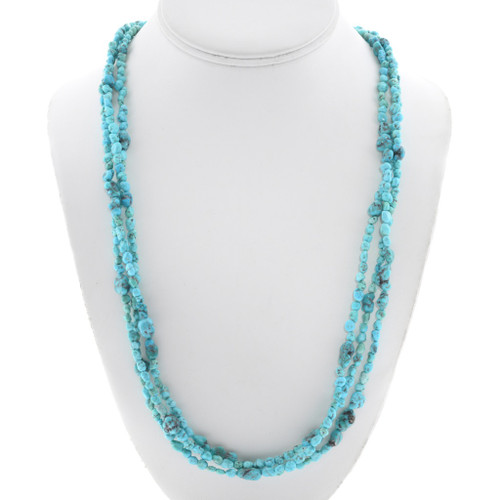 Three Strand Natural Turquoise Nugget Necklace 43610