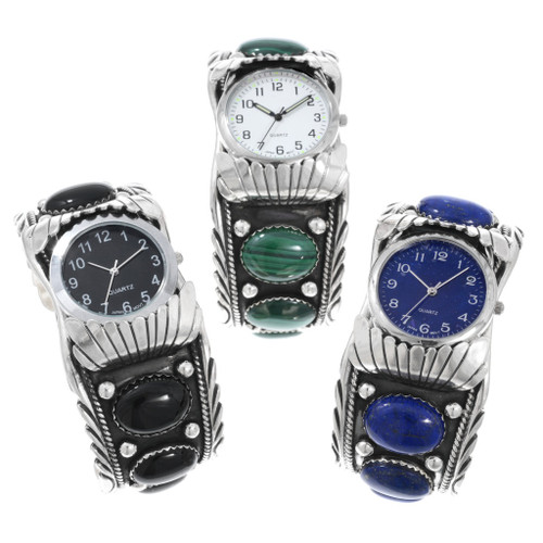 Navajo Sterling Gemstone Mens Watch Cuff Big Boy Choice of Stone 44297
