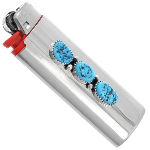 Turquoise Nugget Silver Navajo Lighter Case Cover 44732