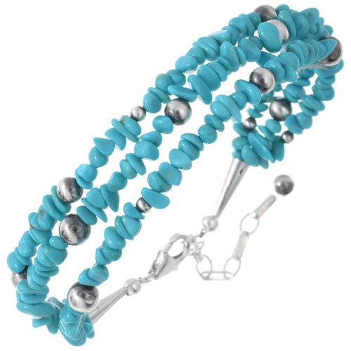 Navajo Beaded All Natural Sleeping Beauty Turquoise Nuggets Tennis ...