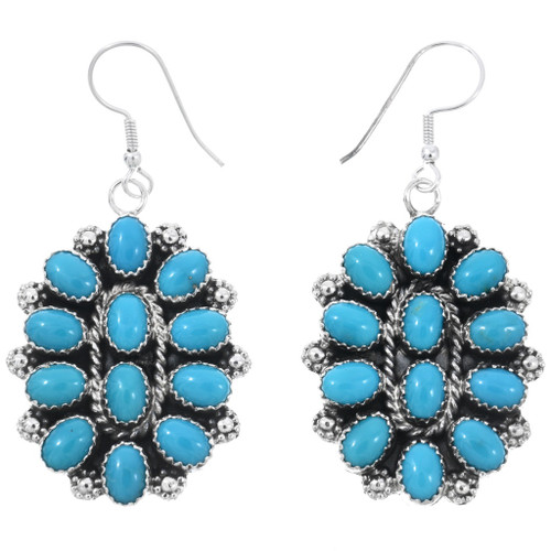Sterling Silver Turquoise Navajo Cluster Dangle French Hook Earrings by ...