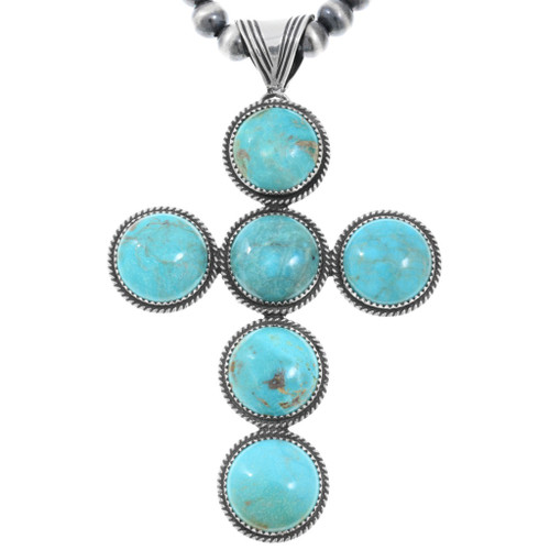 Native American Turquoise Cross Pendant With Chain 47909