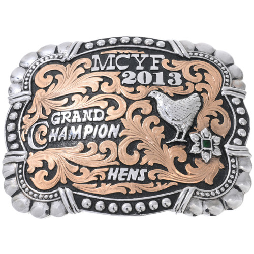 Vintage Rodeo Grand Champion Silver Copper Hen Bob Berg Belt Buckle 48014