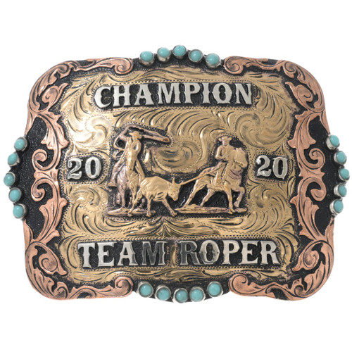 2020 Rodeo Team Roper Champion Silver Gold Sheridan Belt Buckle 48015