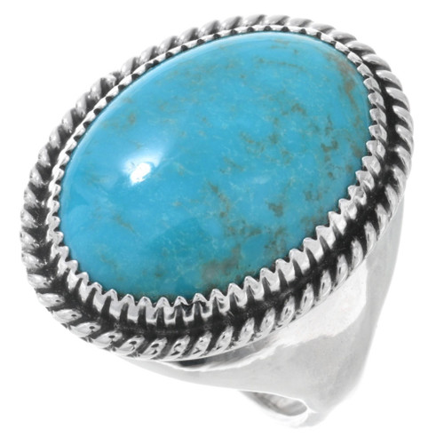Sterling Silver Robins Egg Blue Turquoise Mens Ring 48002