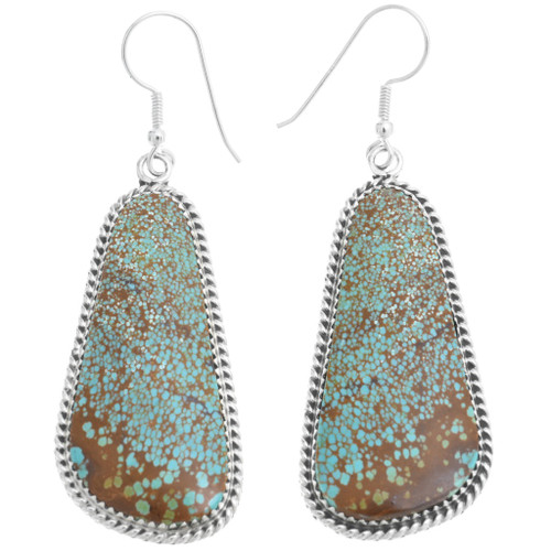 Sterling Silver Number 8 Turquoise Navajo Dangle Earrings by Lenora ...