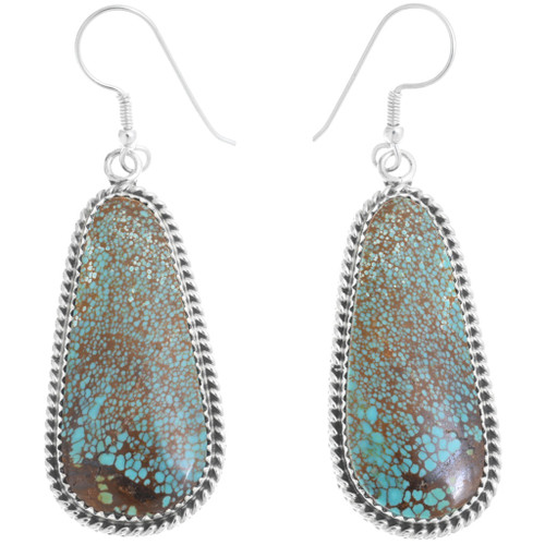 Sterling Silver Number 8 Turquoise Navajo Dangle Earrings by Lenora ...