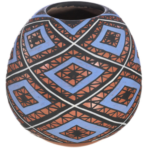 Hand Painted Diamond Pattern Mata Ortiz Pottery Bowl Artist Signed Luis ...