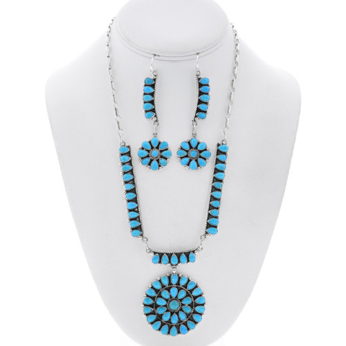 Sleeping Beauty Turquoise Sterling Silver Chain Link Navajo Necklace ...