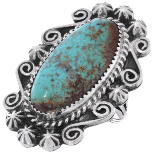 Sterling Silver Native American Turquoise Fancy Pointer Ring by Caleb ...