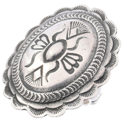 Sterling Silver Repoussé Native American Ladies Concho Ring 48247