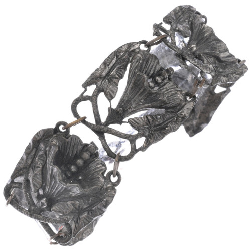 Vintage Pewter Link Bracelet Old Fashioned Design 45715