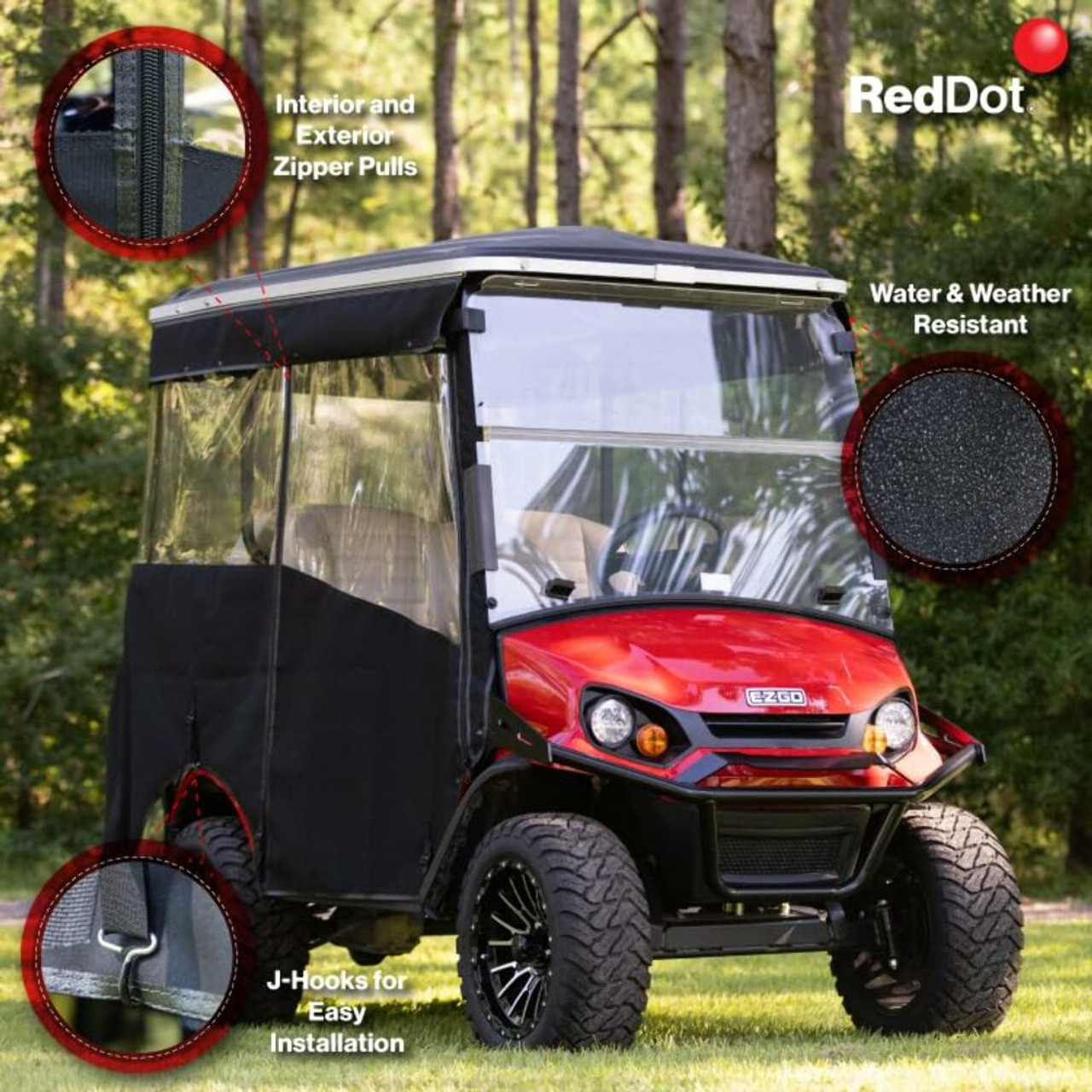 Red Dot Premium Black Allguard Golf Cart Enclosure Compatible With Ezgo