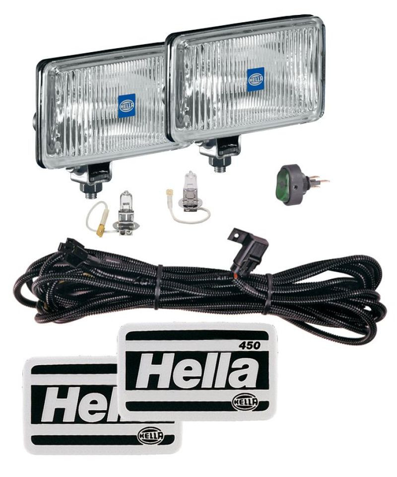 Hella 450 H3 12V SAE/ECE Fog Lamp Kit Clear - Rectangle (Includes 2 ...