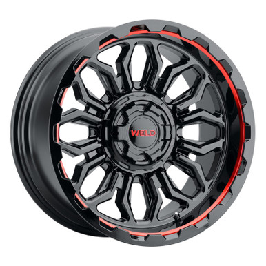 Weld W140 20X9 Flare 6X135 6X139.7 ET00 BS5.00 Gloss Black MIL Red 106.1 - Down East Offroad