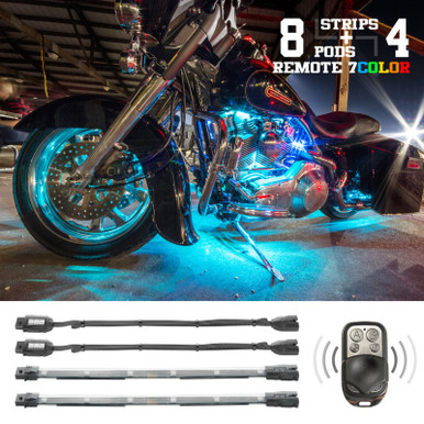 XK Glow Flex Strips 7 Color LED Accent Light Motorcycle/ATV Kit ...