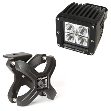 Rugged Ridge Small X-Clamp & Square LED Light Kit Text. Black - Down ...