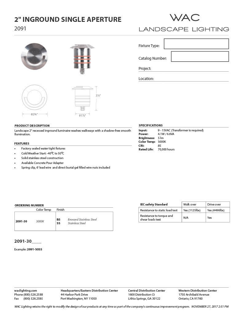 2091 - 2" Inground Single Aperture Light | WAC Lighting